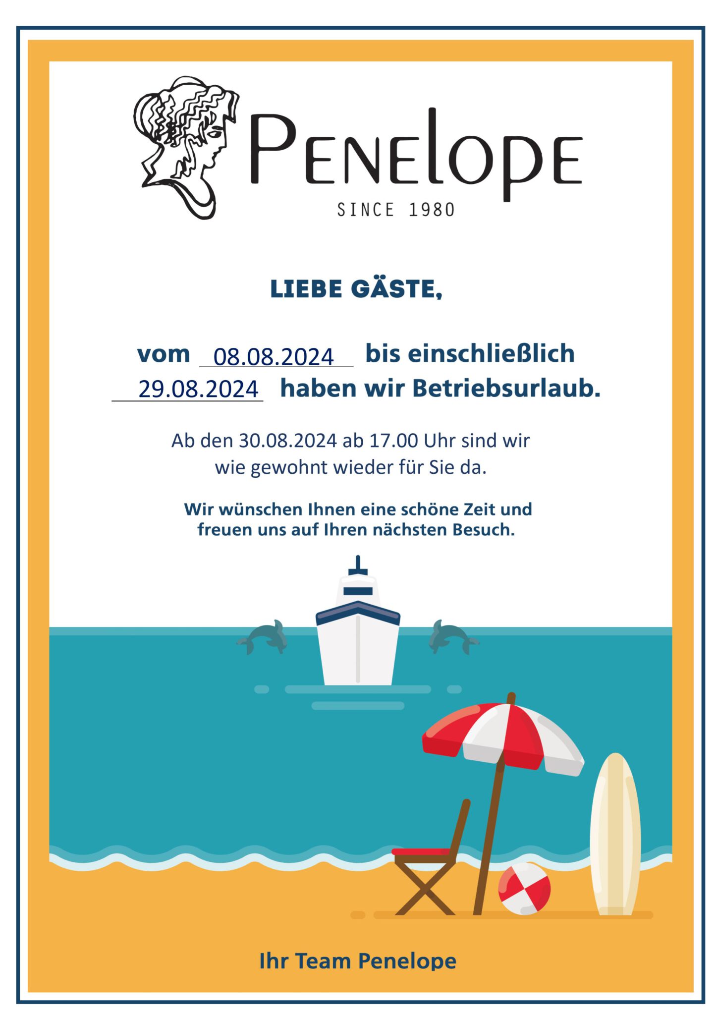 Penelope Urlaub 2024 - Restaurant Penelope